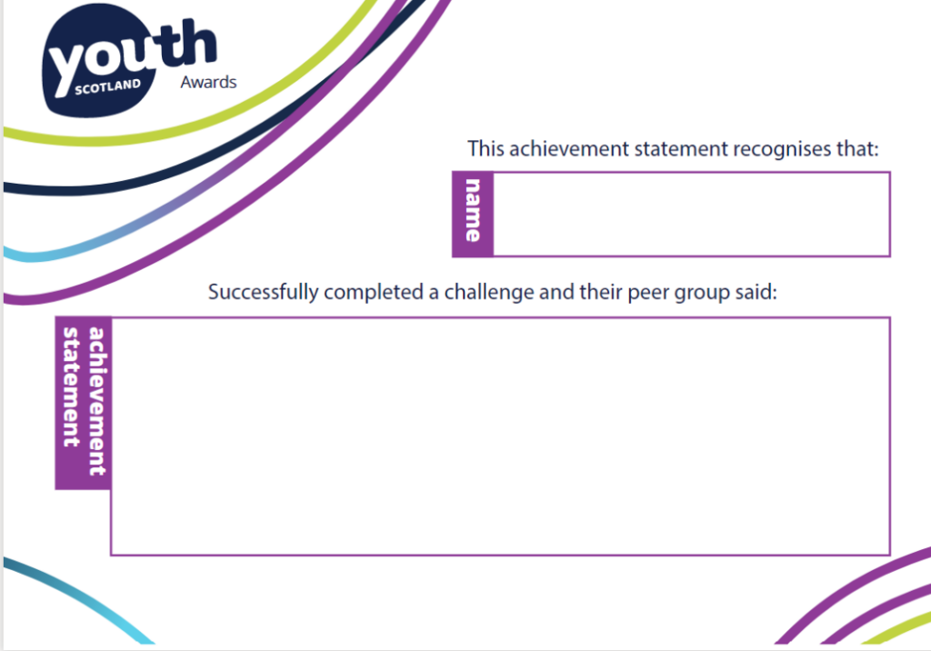 Awards Achievement Statement Certificate - Youth Scotland
